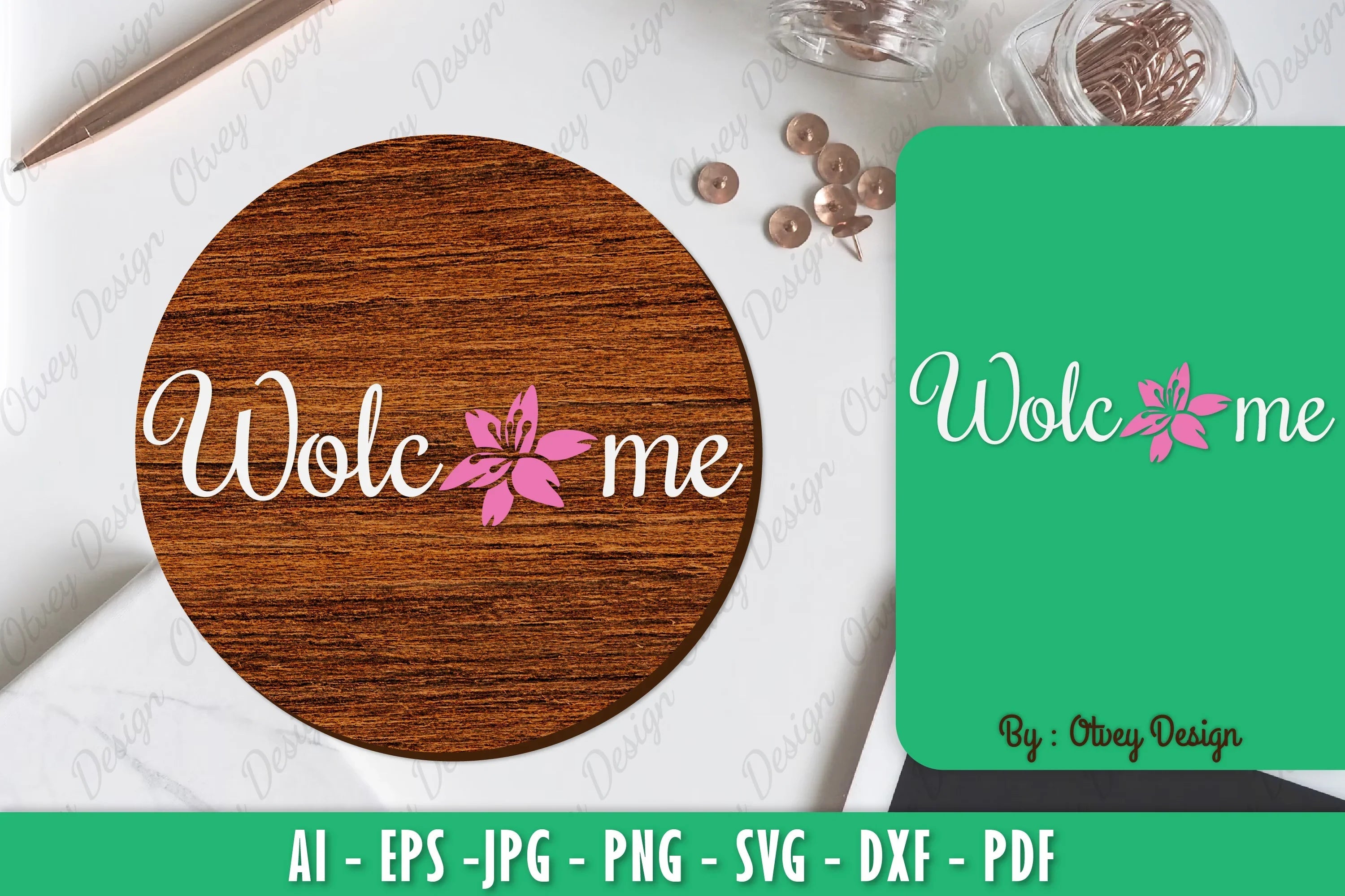 Lily Flower Welcome Sign SVG Bundle